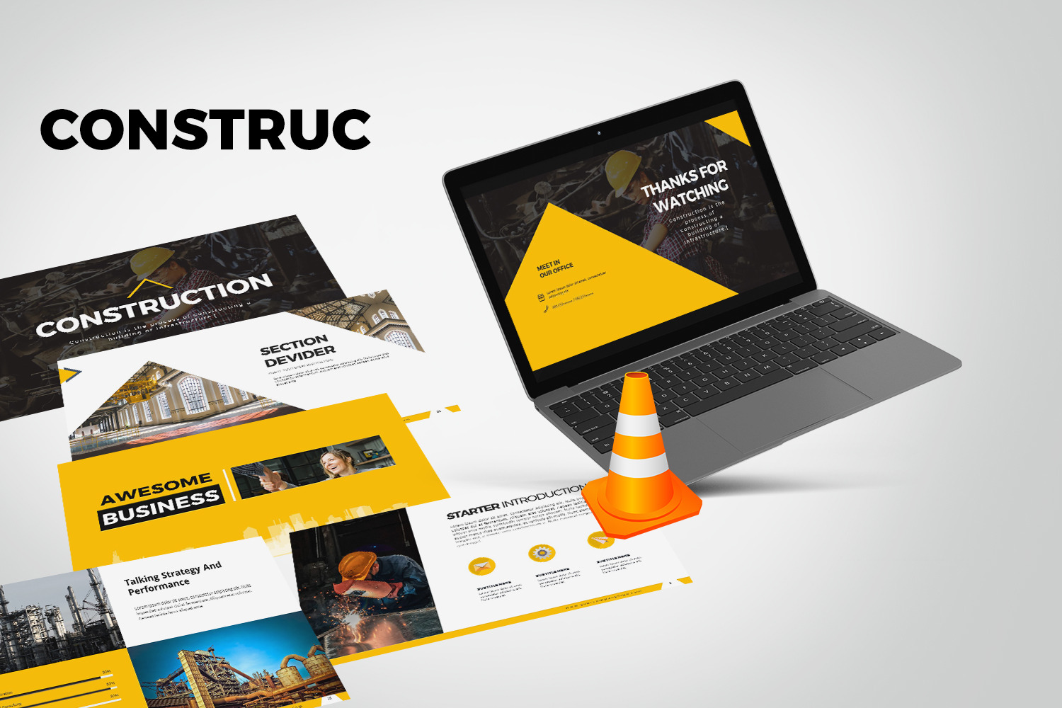 Construction Google Slides, a Presentation Template by Stock Shape