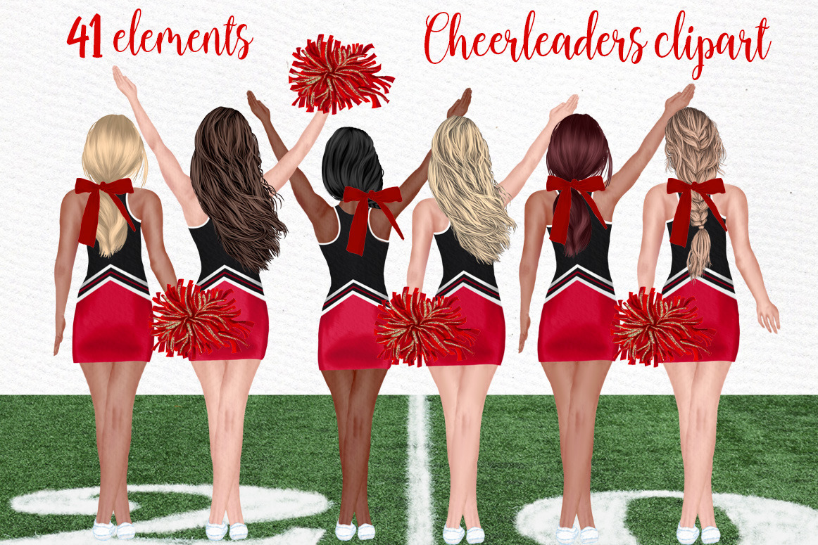 Cheerleaders Clipart, Girls clipart, a Person Illustration by LeCoqDesign