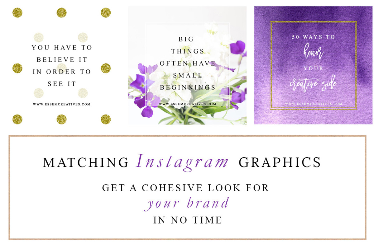 Purple & Gold Social Media Templates, a Social Media Template by Essem ...