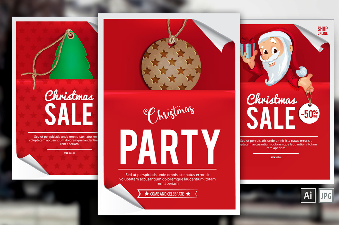 8 Christmas backgrounds for Posters, a Flyer Template by El-Studio ...