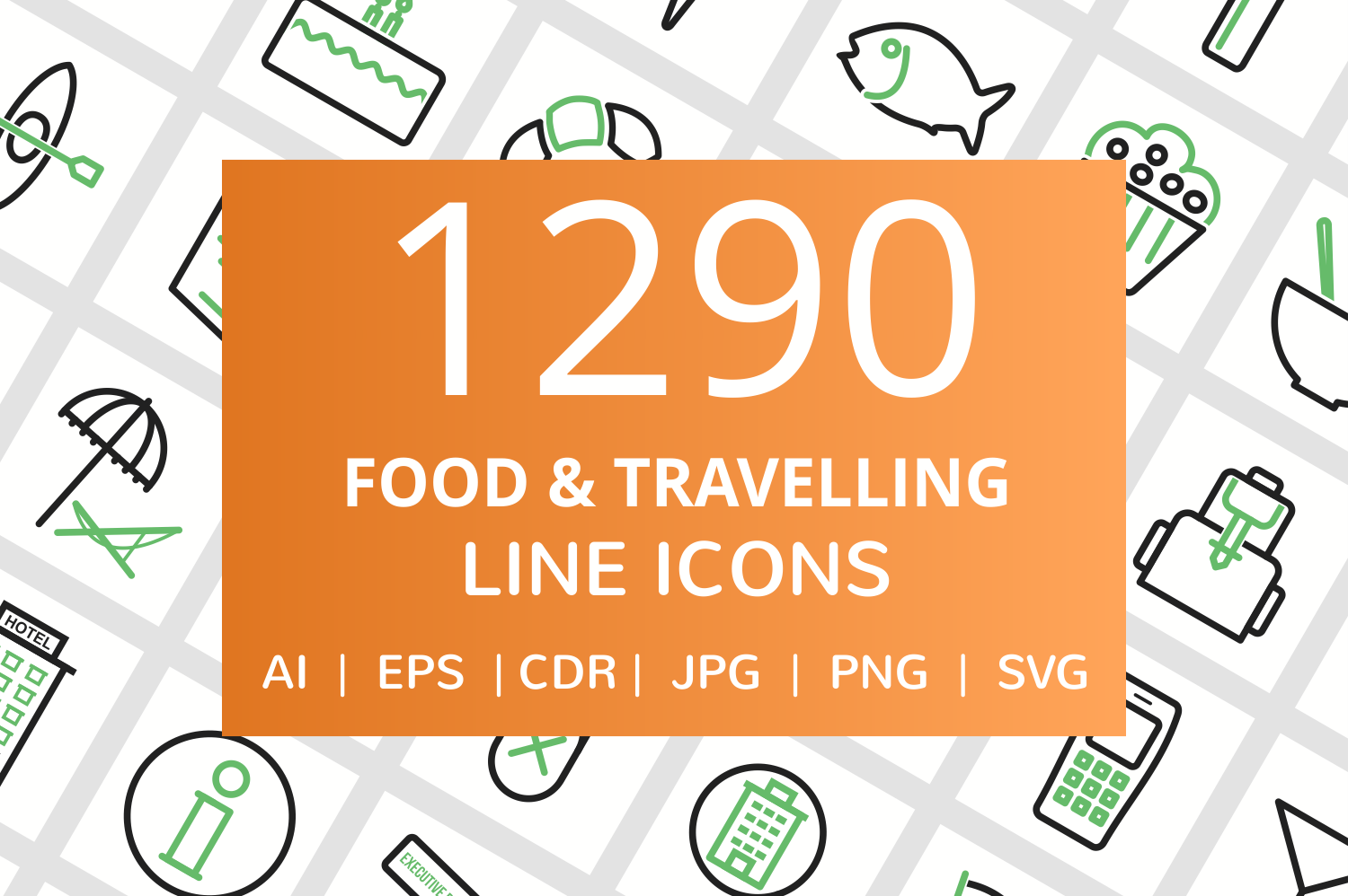 1290 Food & Travelling Line Icons, an Outline Icon by IconBunny