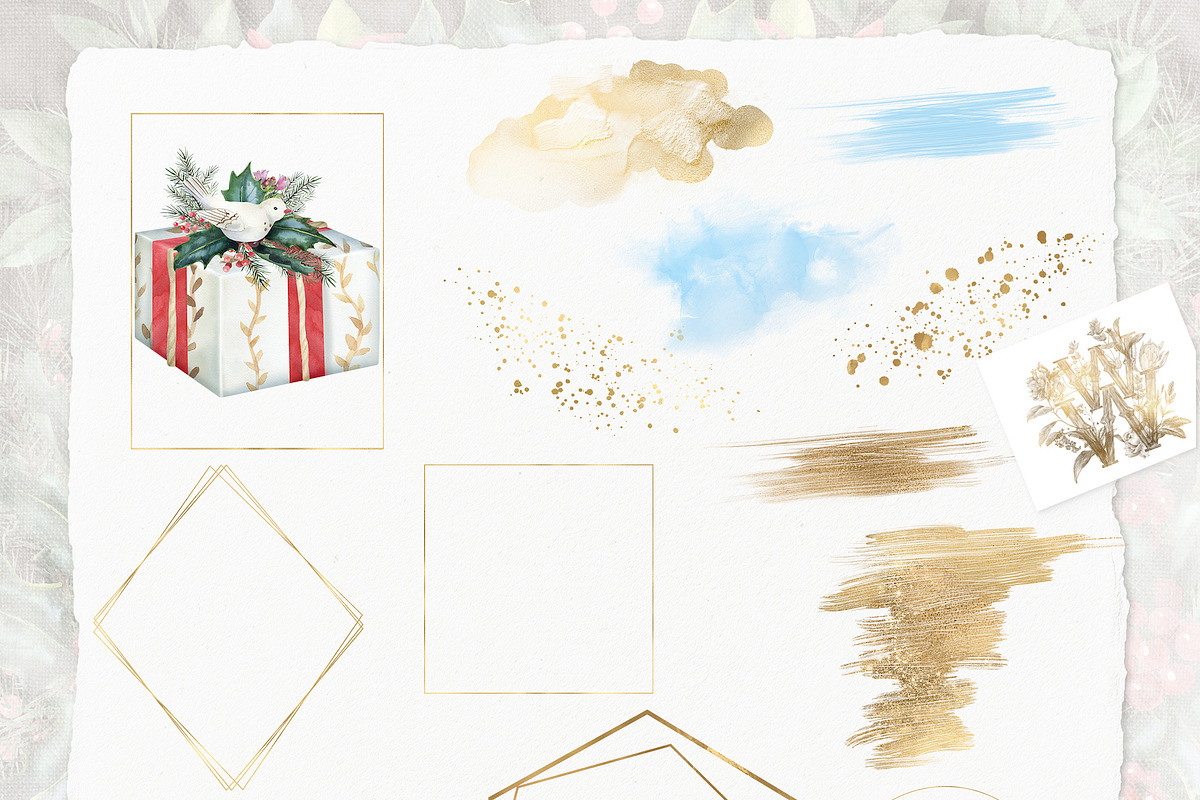 Christmas watercolor borders clipart, an Illustration by WonderWonder
