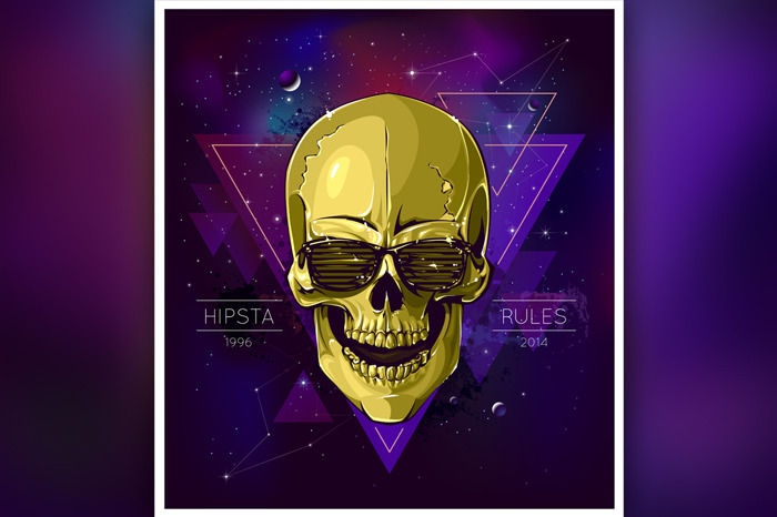Hipster Skull Illustration, an Illustration by Vecster