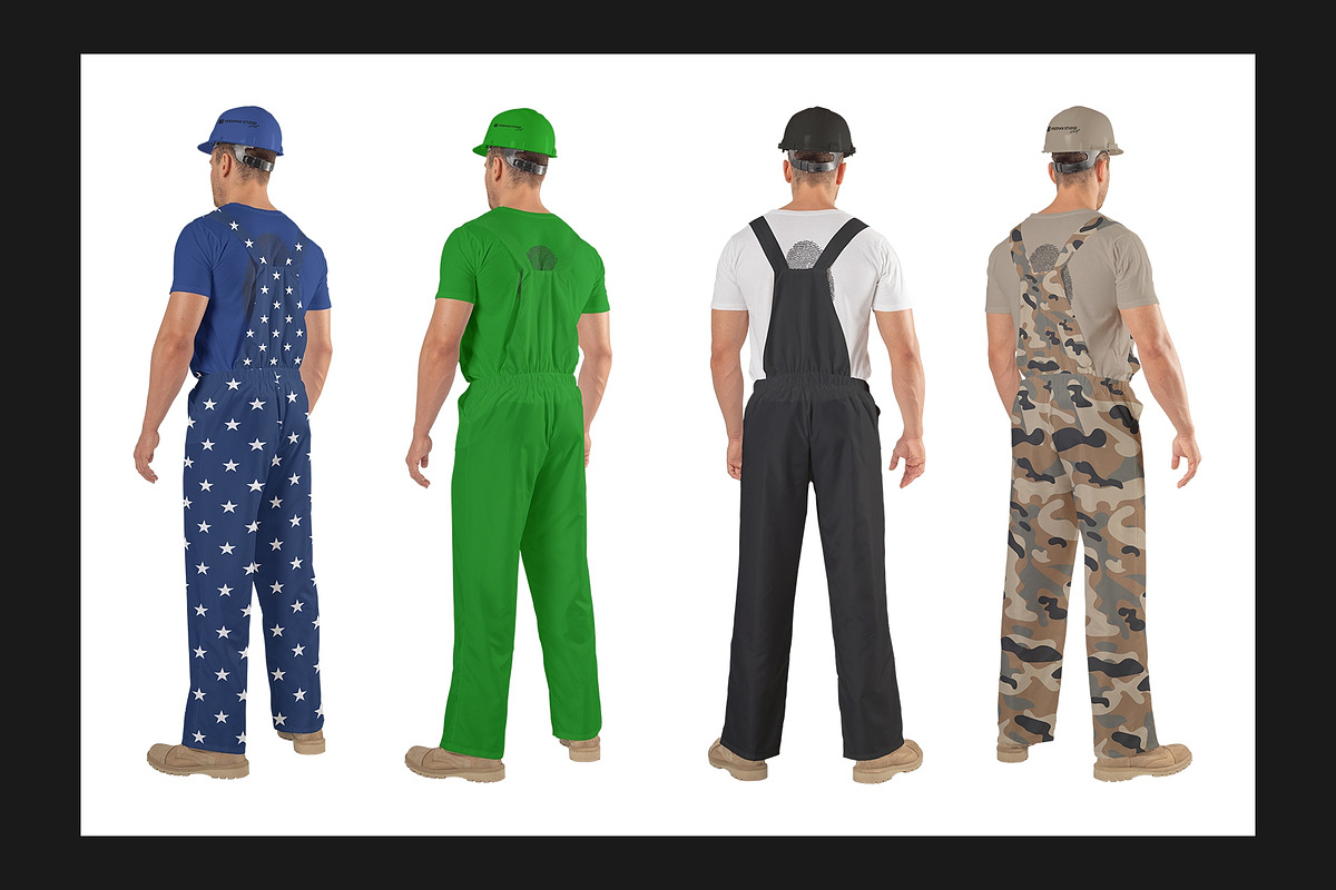 Working Overalls Suit Mock-Up Set, a Shirt Mockup by Freeman Studio