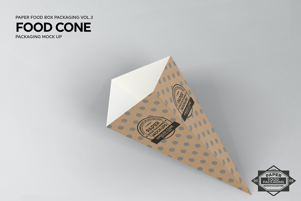 Paper Food Cone Packaging Mockup, a Cups & Container Mockup by INCDesign