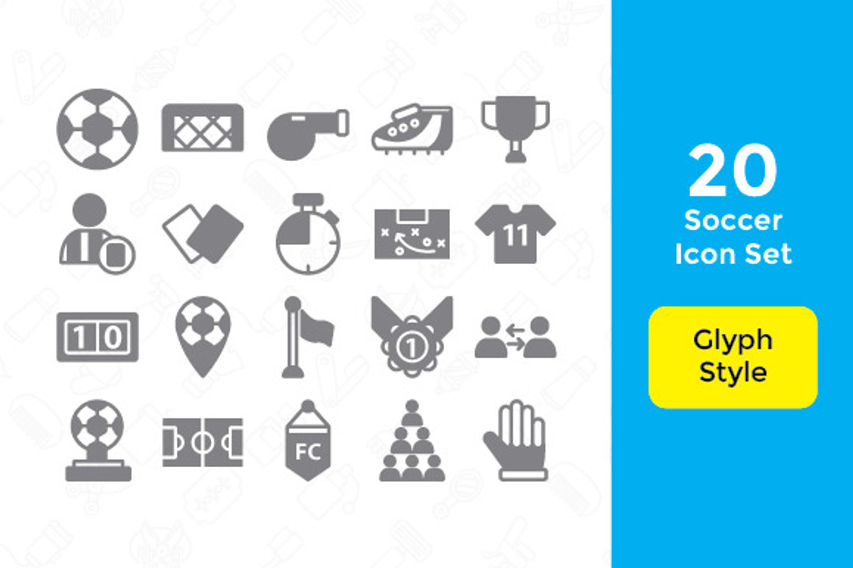 20 Soccer icon set with 3 styles, an Icon by Rudez Studio