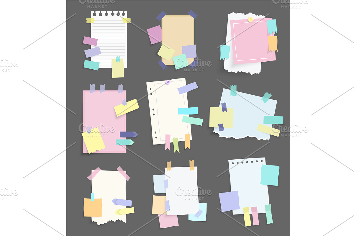 Paper notes stickers. Set of, an Object Graphic by Things for designers ...