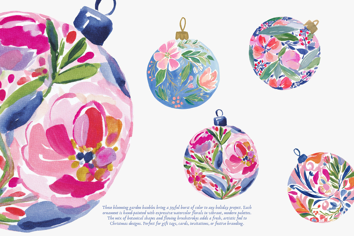 festive flower baubles collection