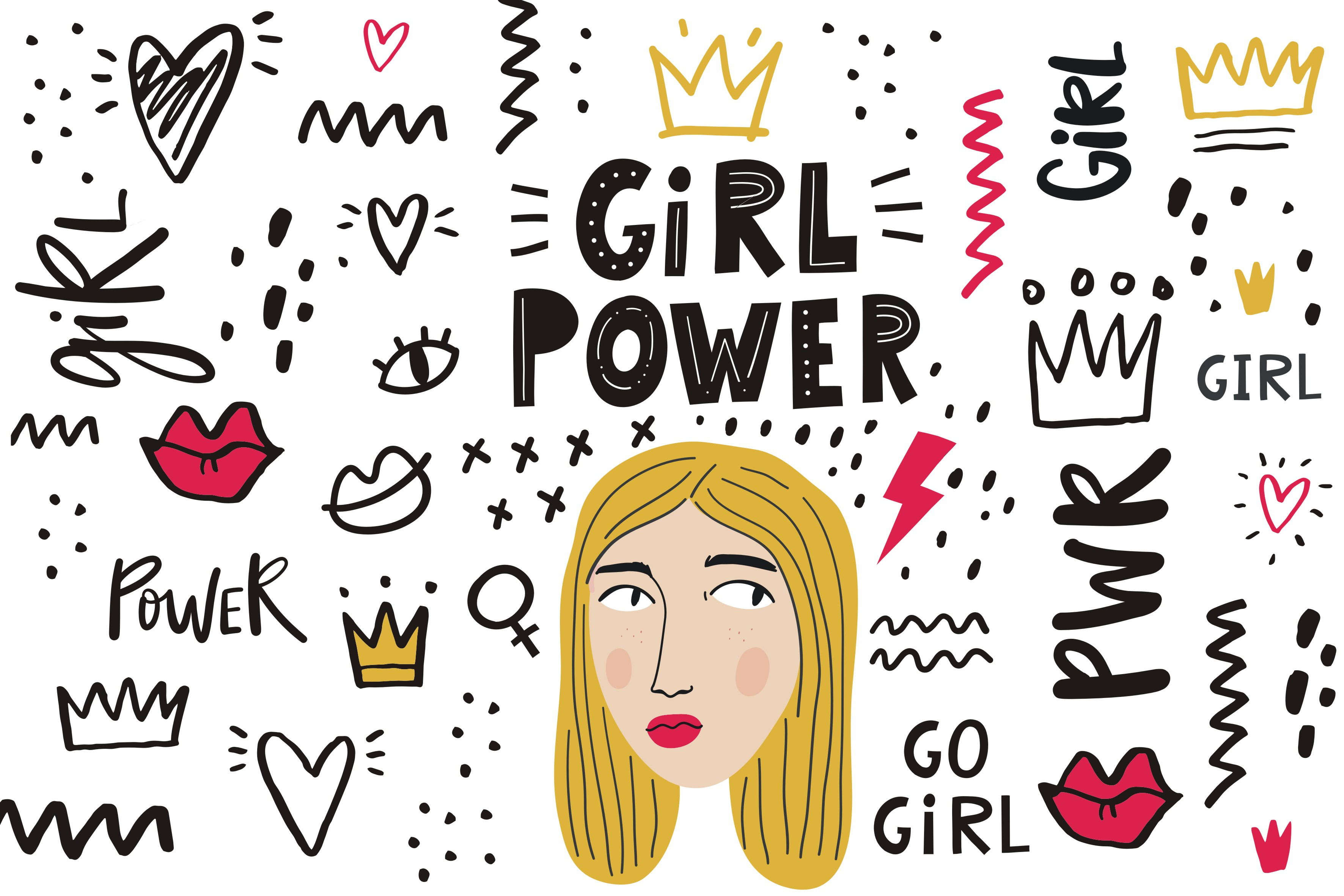 Girl Power illustrations, pattern, an Illustration by Barkova Nadya