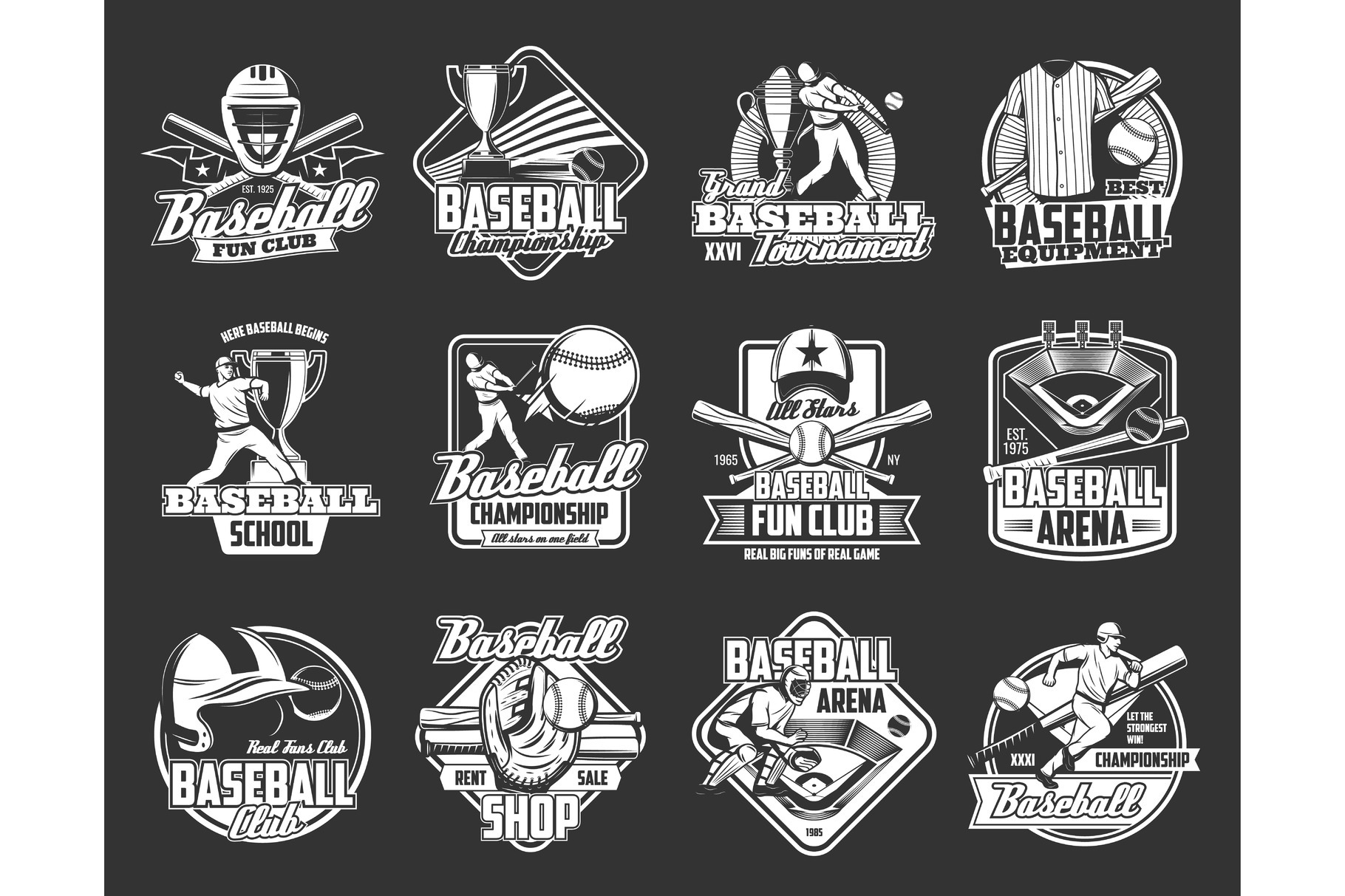 Baseball sport icons, an Education Illustration by Vector Tradition