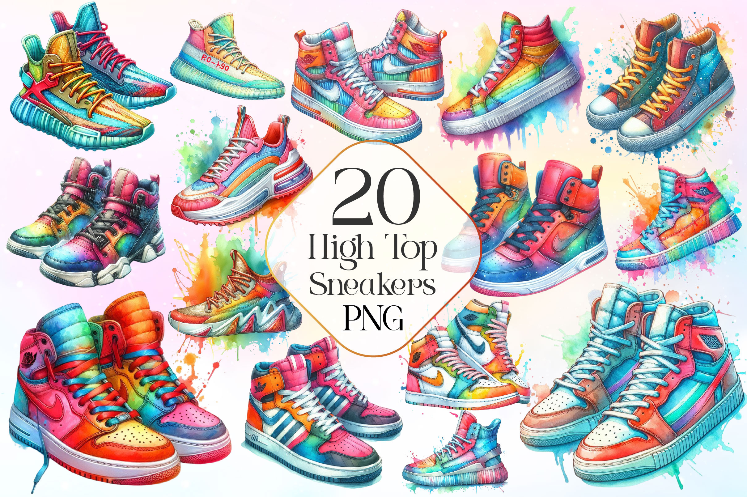 Watercolor Sneakers Clipart PNG, a Work Illustration by Dream Creation