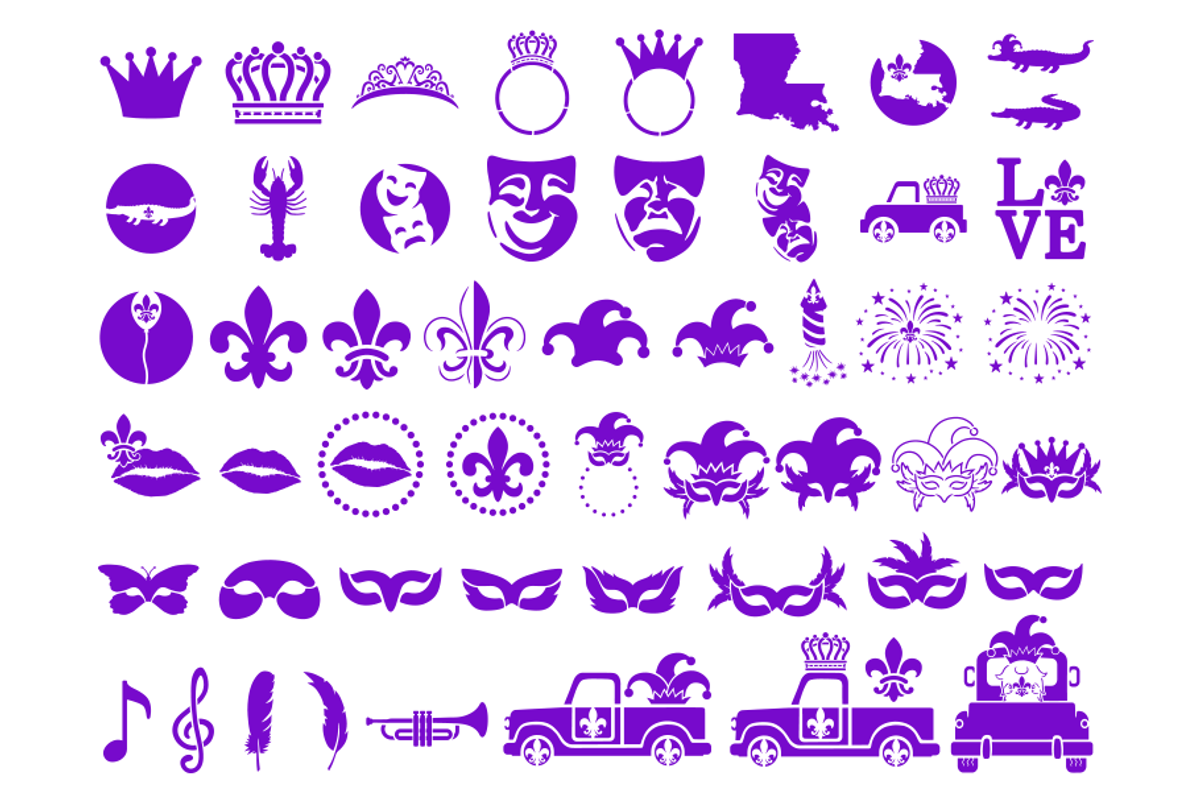 51 Mardi Gras Digital Stencil., an Object Graphic by Doodle Cloud Studio