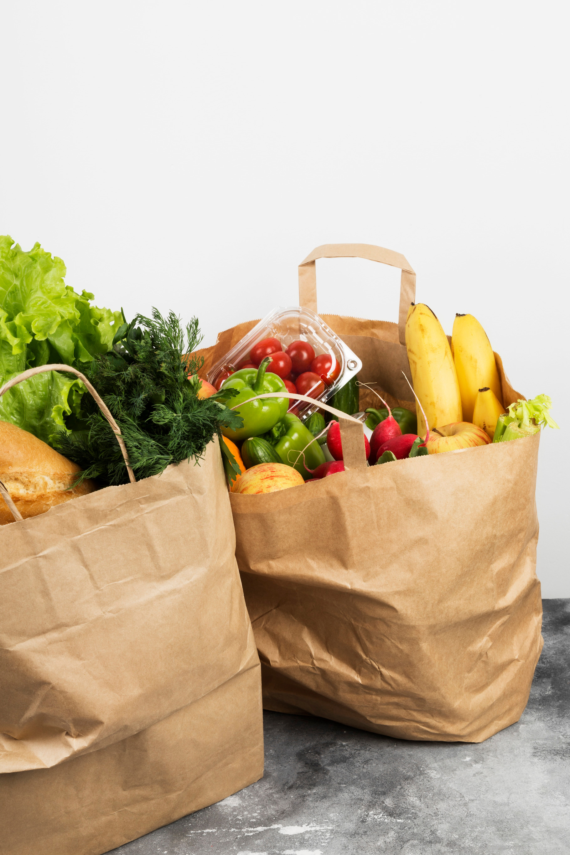 Various healthy food in paper bag on featuring food, purchase, and ...