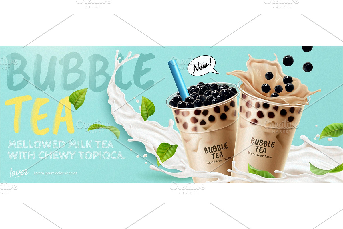 Bubble tea banner ads, a Food Illustration by TotallypicRF | Creative ...