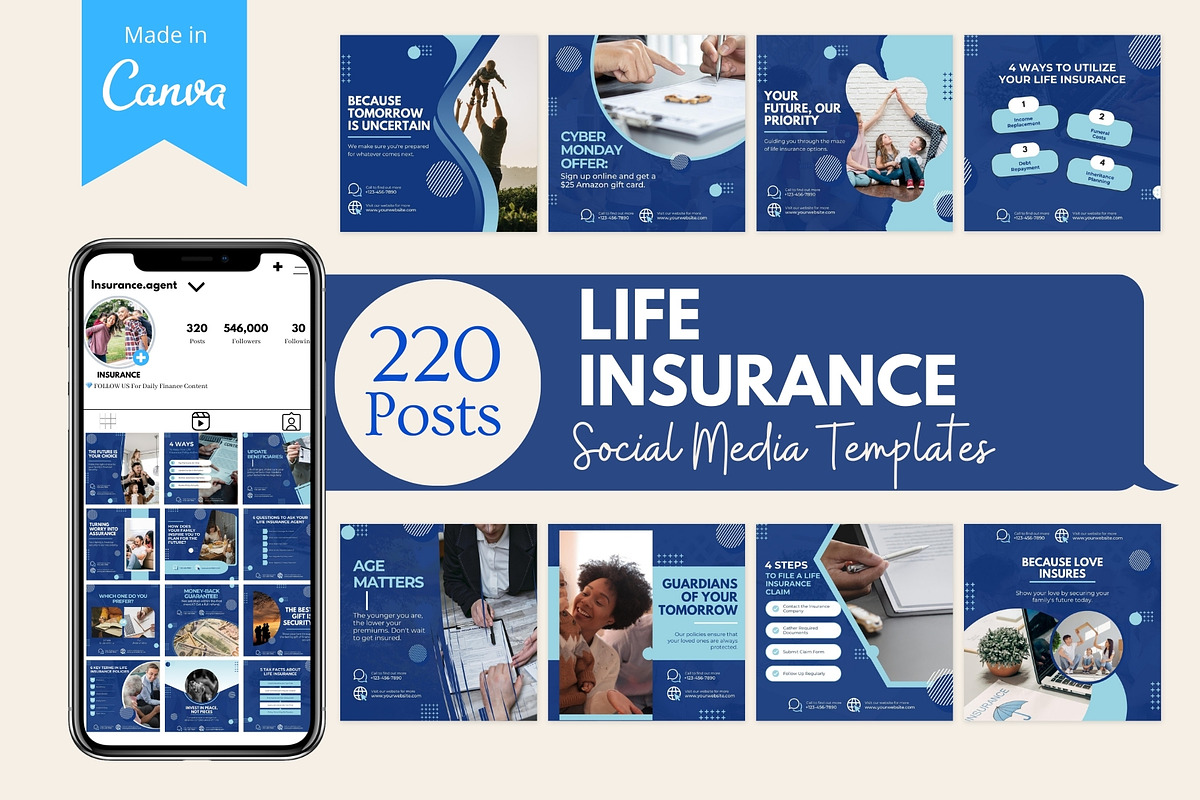 220 Life Insurance Canva Templates, a Social Media Template by Viral ...