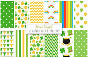 St Patricks Digital Paper + Vectors, a Pattern Graphic by Avenie Digital