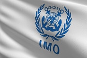 Flag of IMO or International Maritime Organization. 3D rendering ...