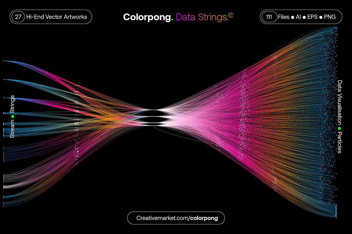 Data Strings – Vector Bundle, a Technology Illustration by Colorpong