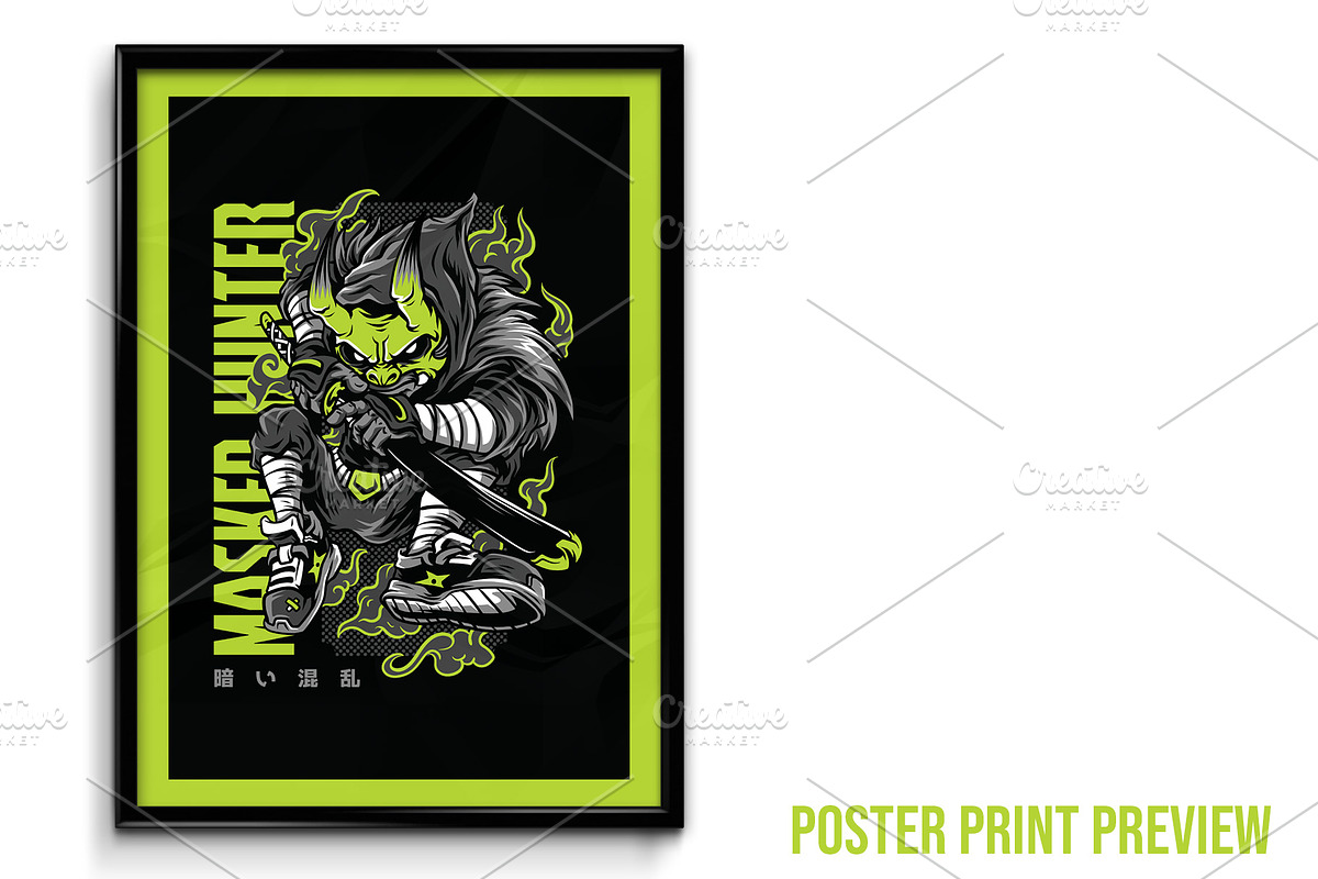 Masked Hunter Illustration, a Work Illustration by badsyxn