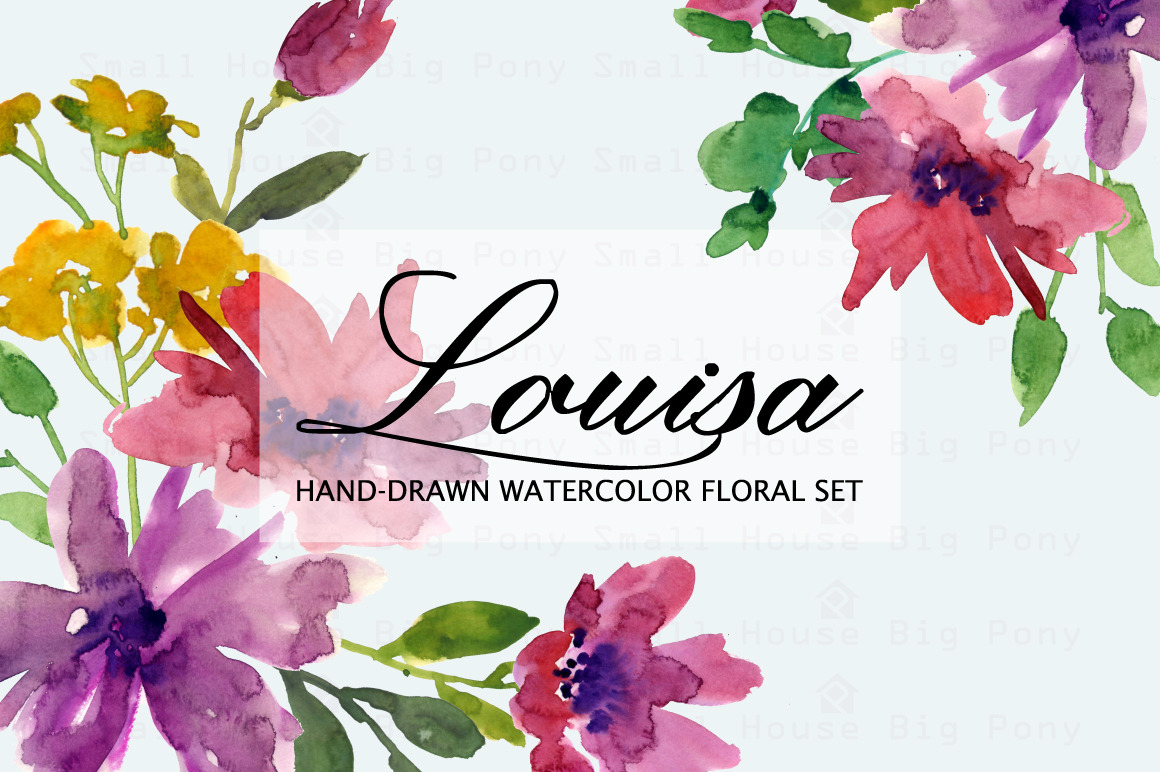 Louisa- Watercolor Clip Art Set, an Illustration by SmallHouseBigPony