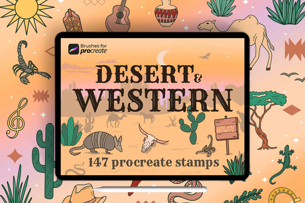 +145 Procreate desert western stamps, a Brush Add-On by laura.design
