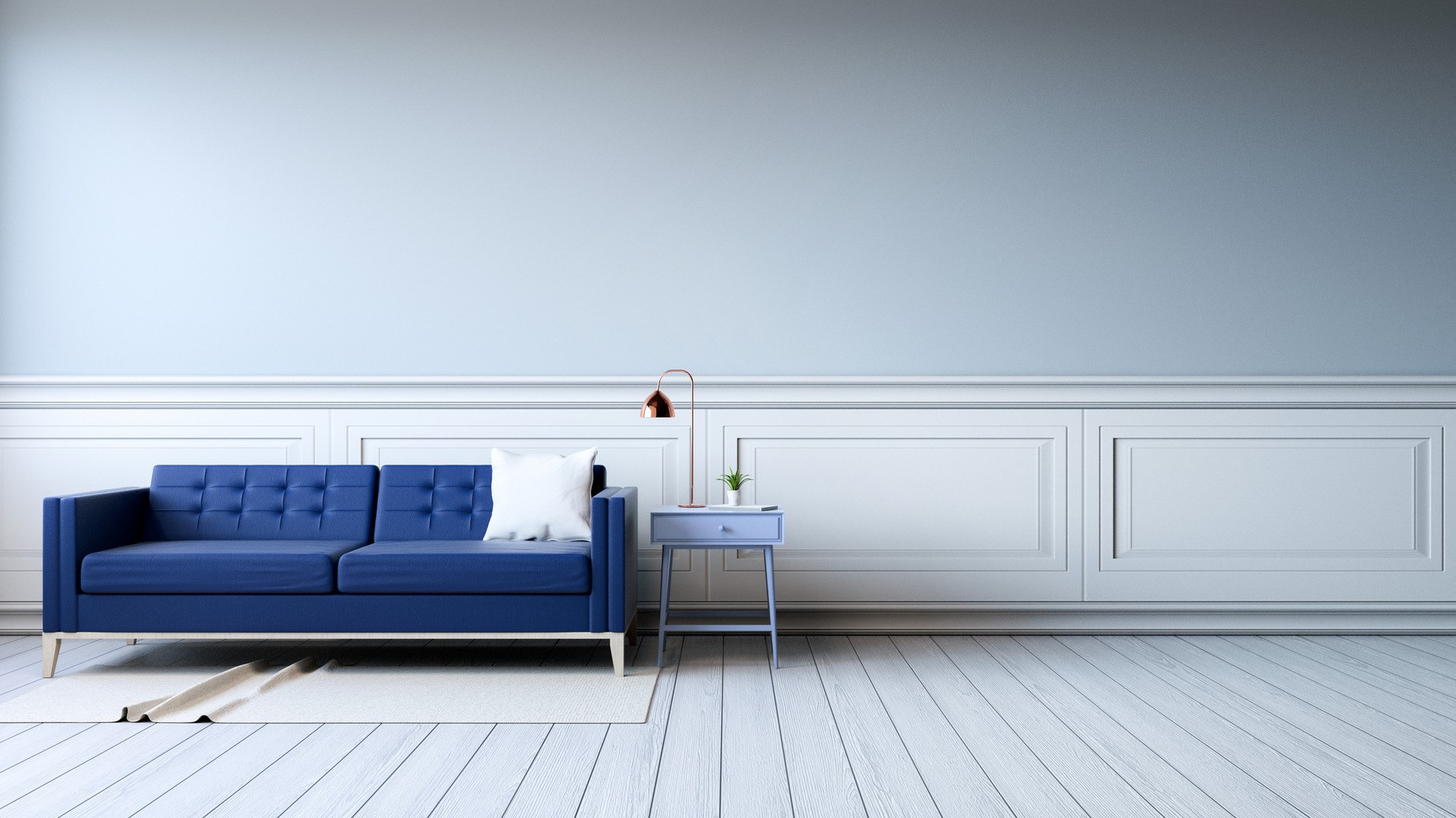 Modern interior of living room containing interior, design, and blue ...