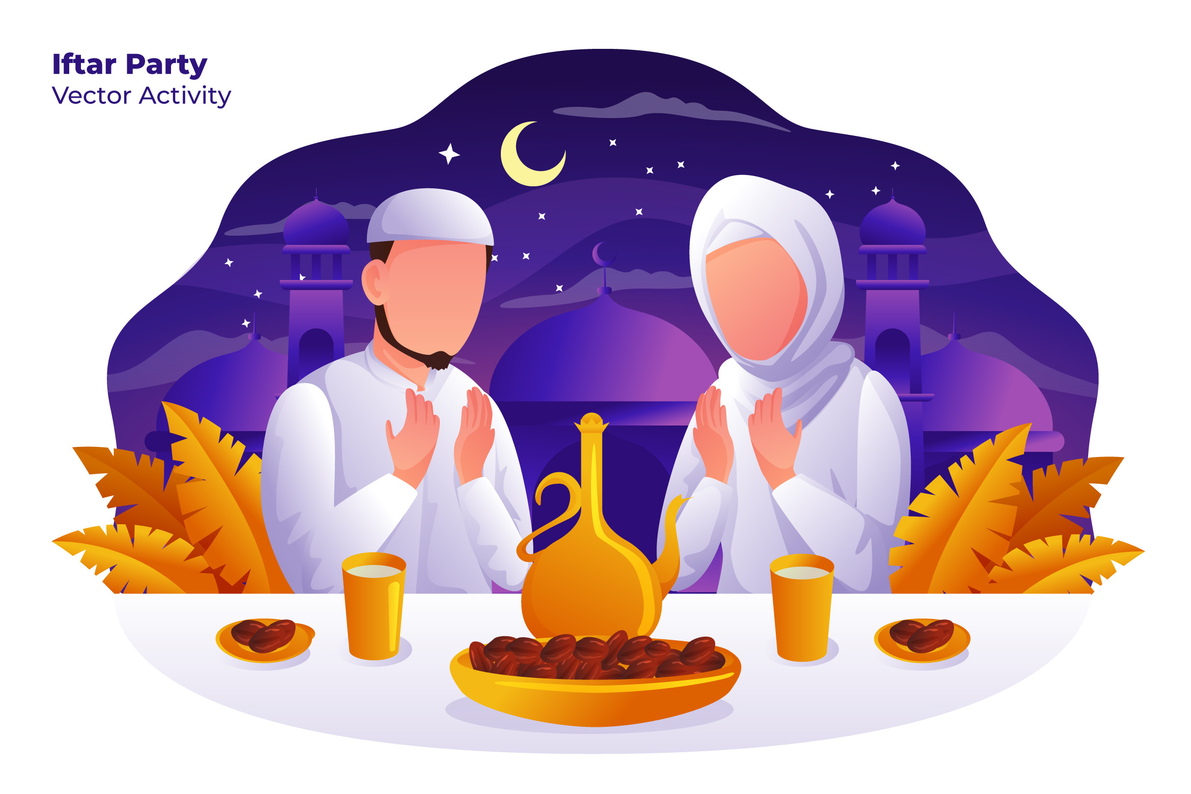 Iftar Party - Vector Illustration, a Technology Illustration by AQR Studio