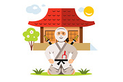 Ninja and dojo, a Person Illustration by Steinar Logo