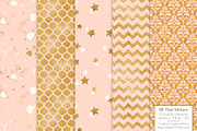 Peach Gold Foil Digital Papers, a Pattern Graphic by Amanda Ilkov