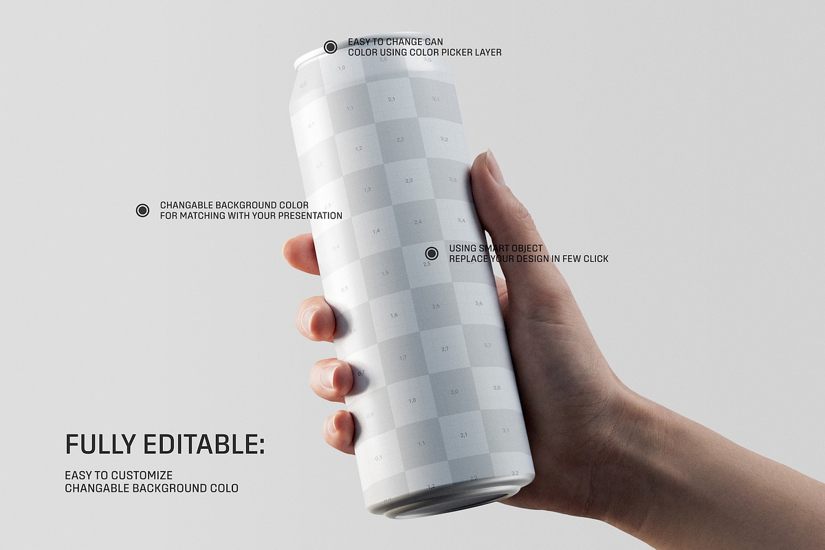 500ml Soda Can Holding Mockup, a Cups & Container Mockup by Toasin Studio