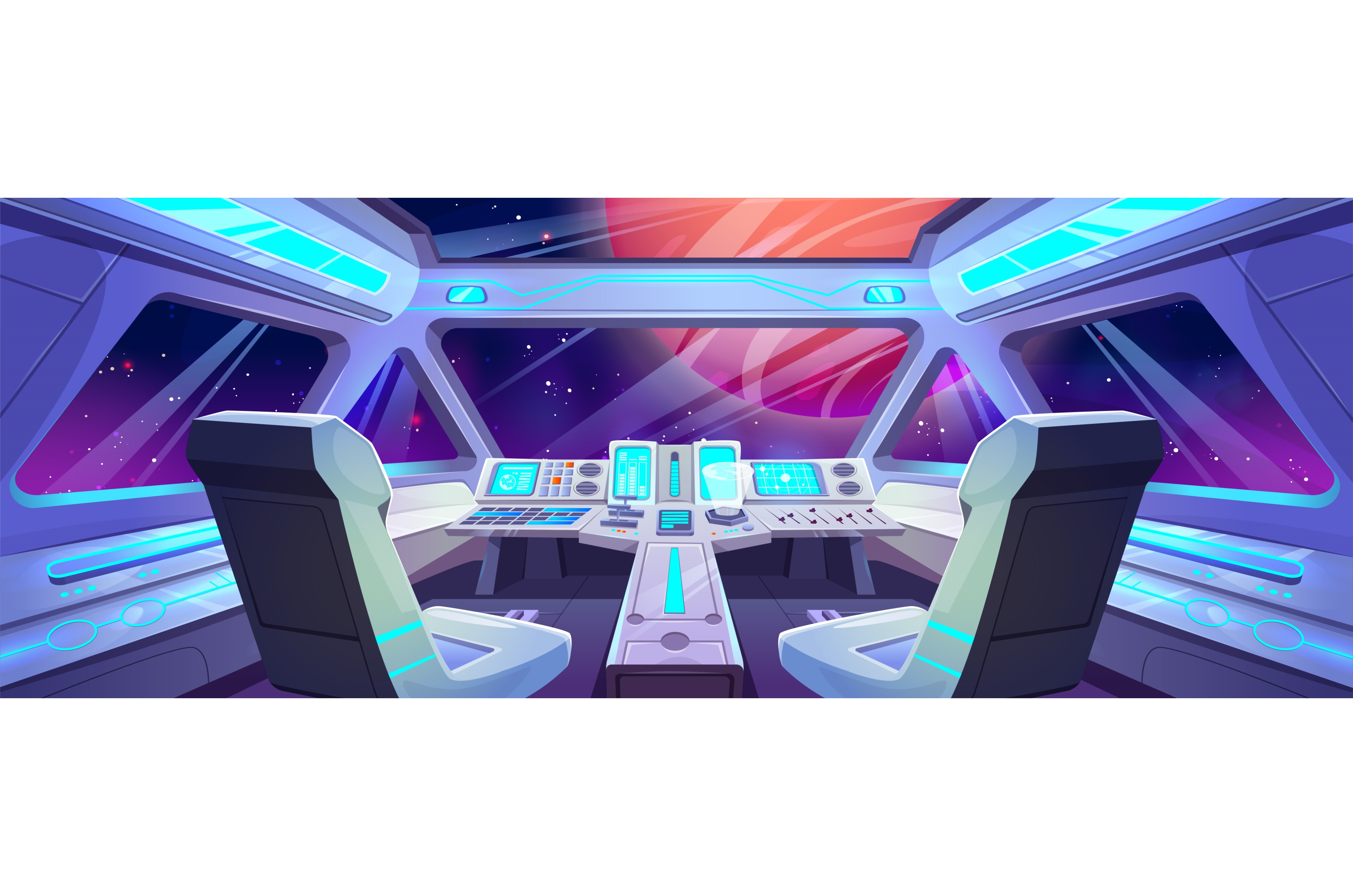 Spaceship cockpit interior, a Technology Illustration by art PVP - market