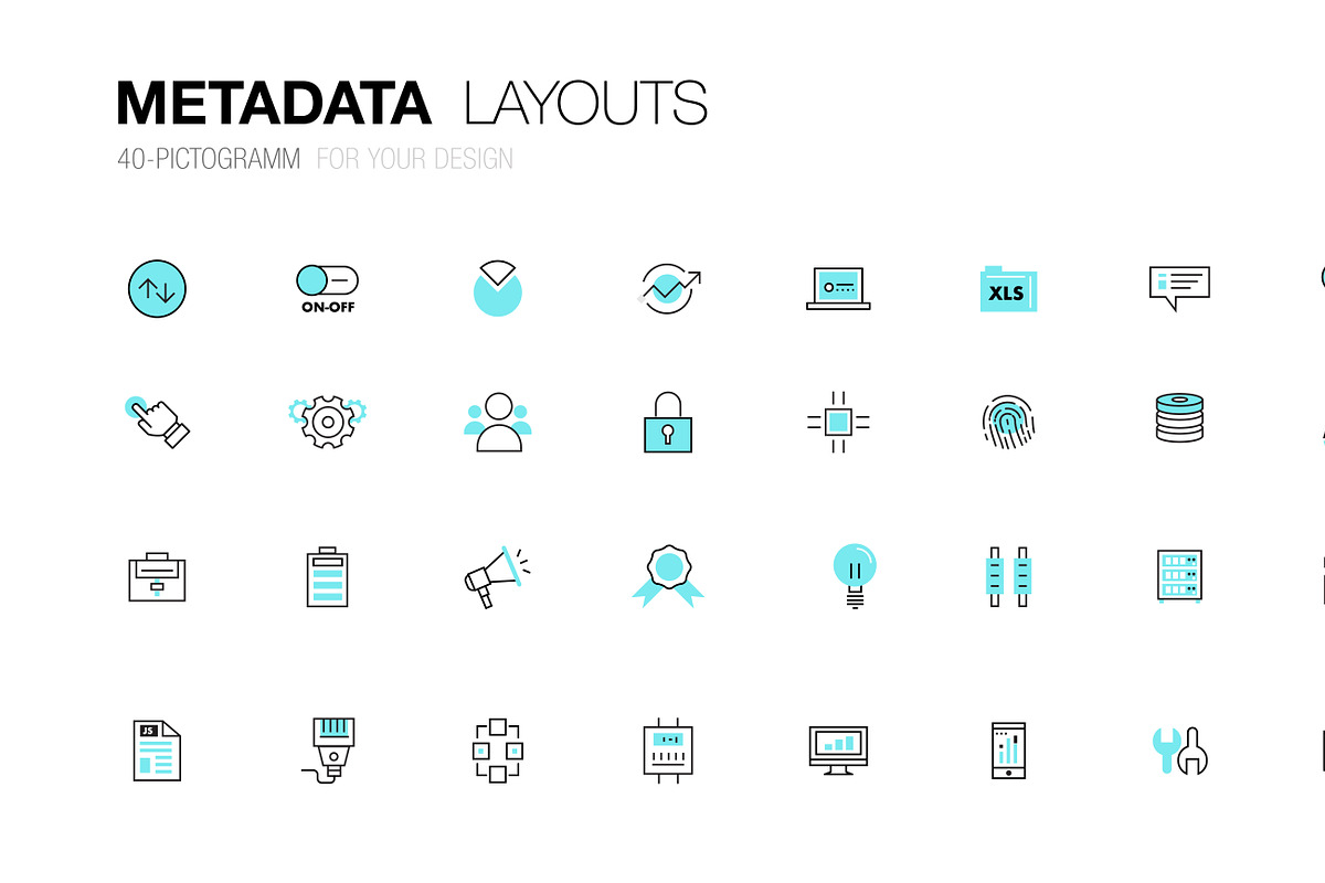 Metadata trendy line icons, an Outline Icon by Vladimir Vihrev