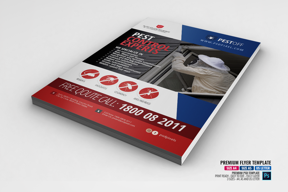 Pest and Animal Control Flyer, a Flyer Template by PSDPixel