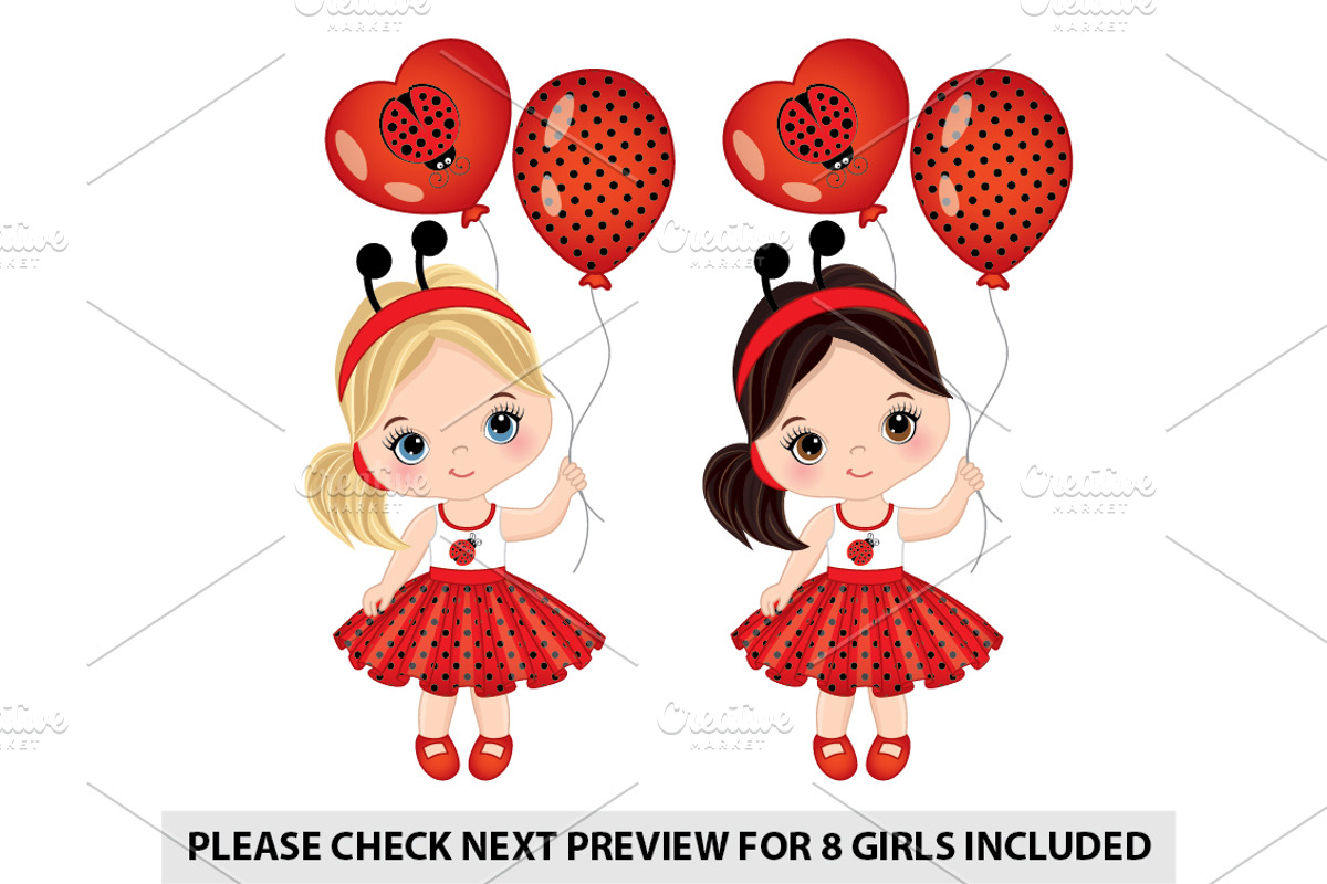 Vector Ladybug Little Girl Clipart, an Illustration by TheCreativeMill