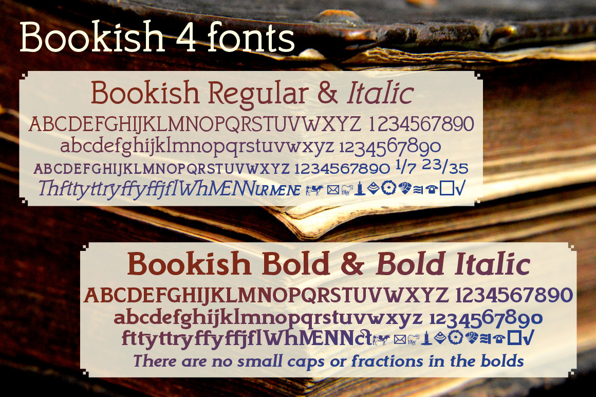 Bookish, a comfortable slab serif, a Slab Serif Font by Radiqx Press
