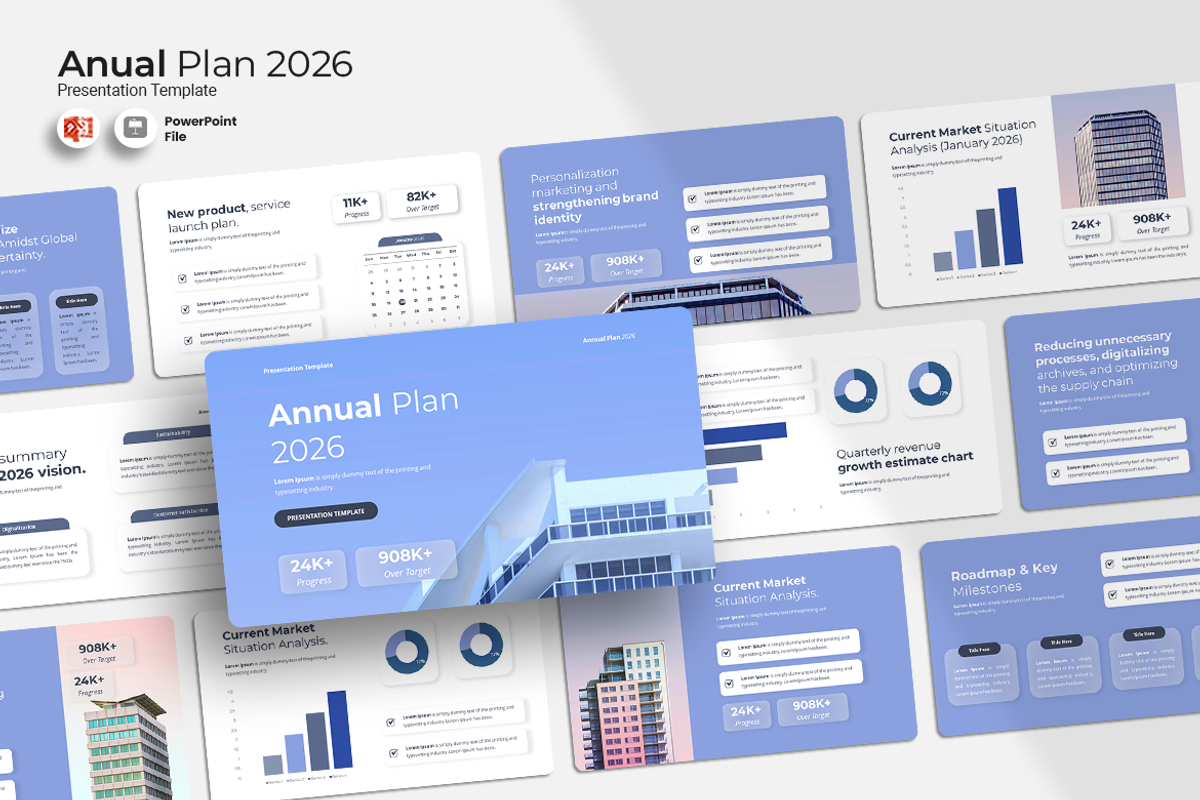 Annual Plan 2026 PowerPoint Template, a Presentation Template by QR ...