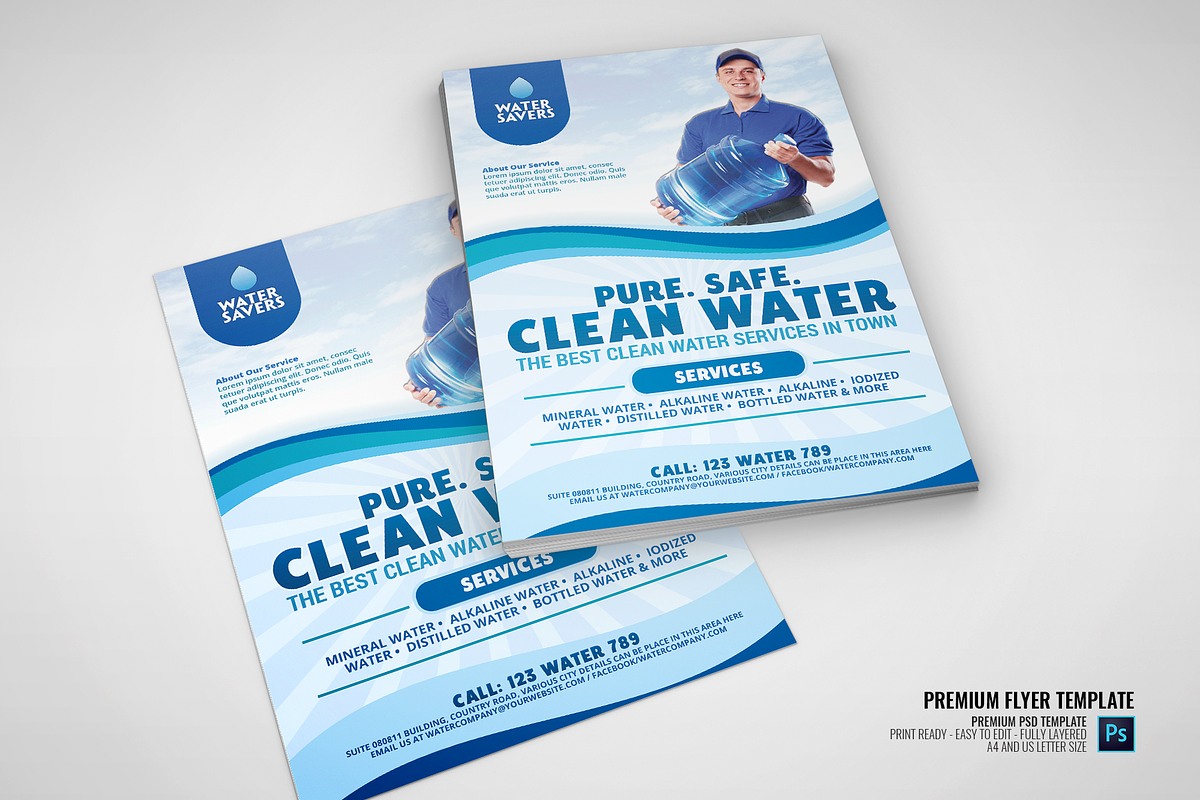 Water Refiling and Delivery Station, a Flyer Template by PSDPixel