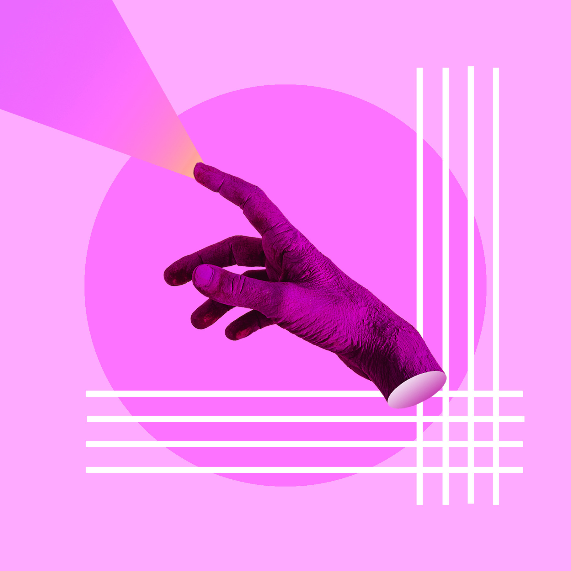 purple hand touching light by finger, an Arts & Entertainment Photo by ...