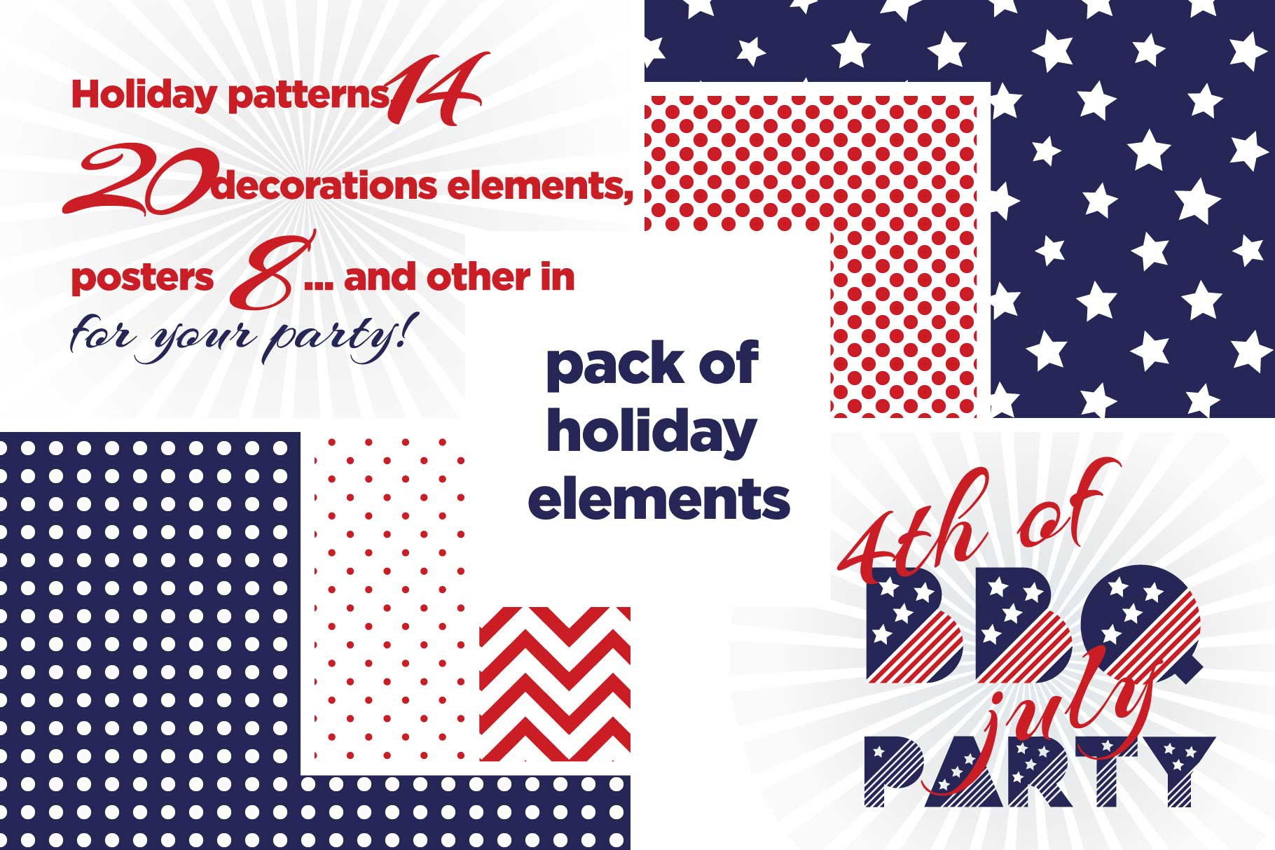 4th July Pattern pack, a Pattern Graphic by Zimages
