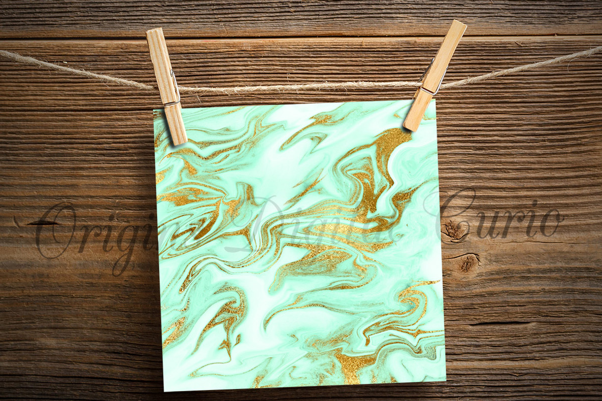 Mint and Gold Marble Textures, a Texture Graphic by Digital Curio