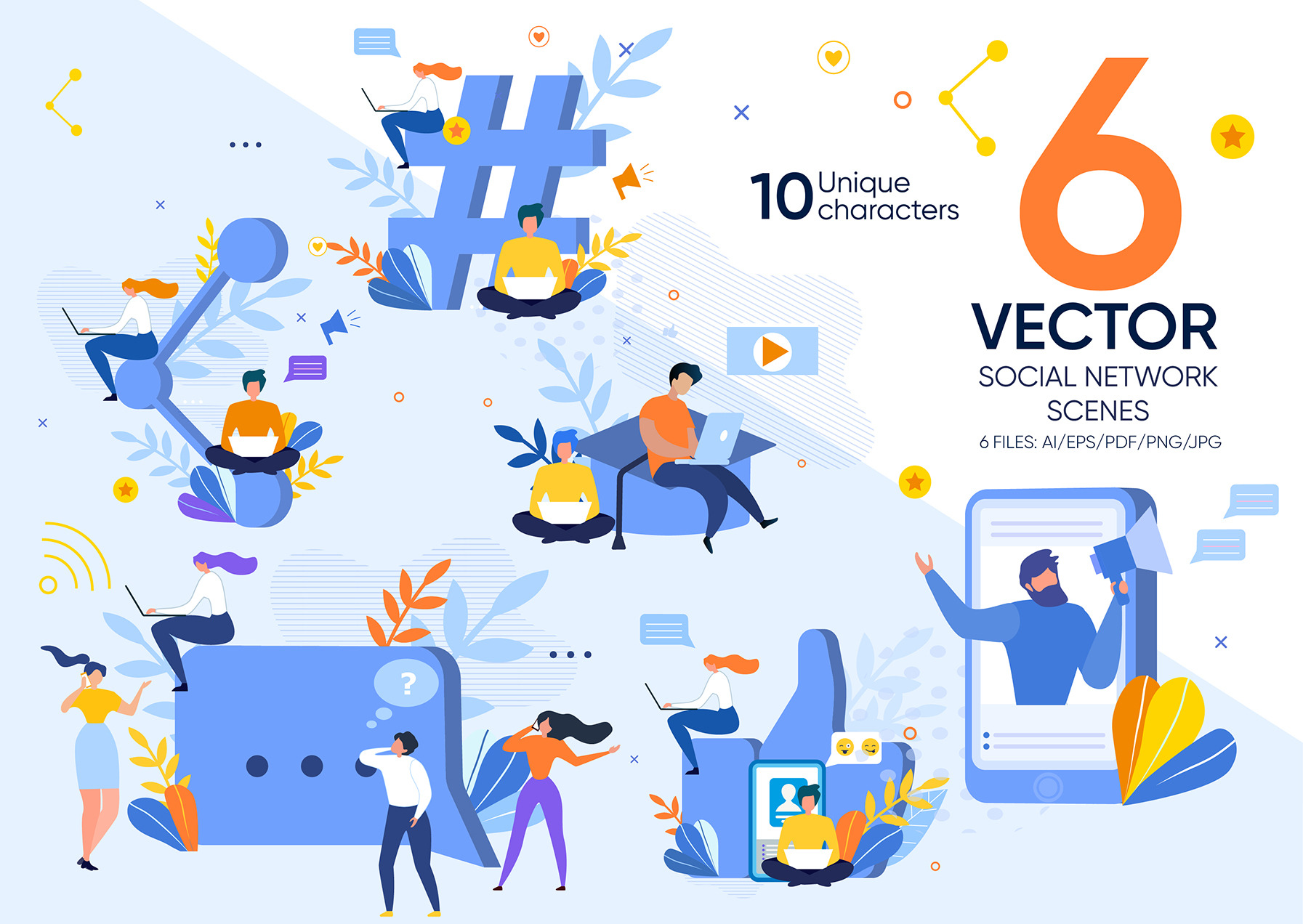 Social Network Vector Scenes, a Person Illustration by Tera Vector