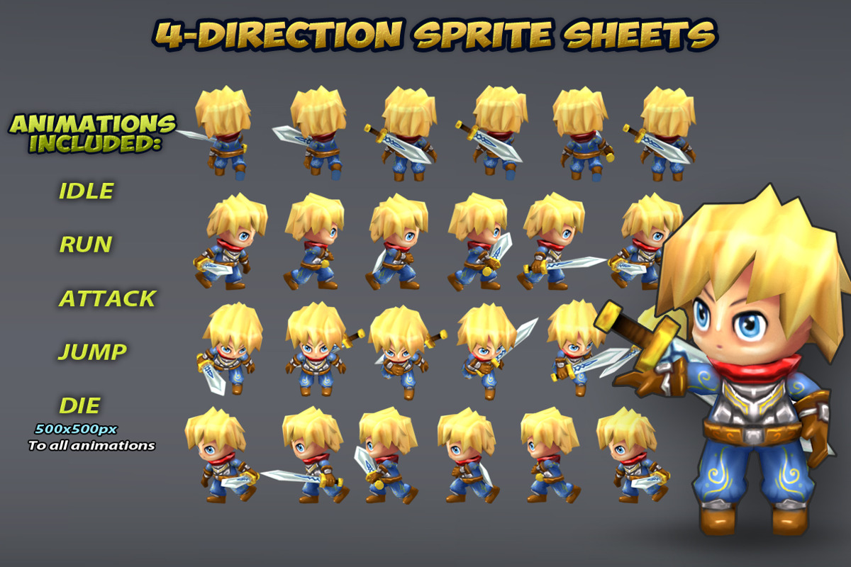 4-Directional Game Sprites Set, an Animal Illustration by DionArtworks