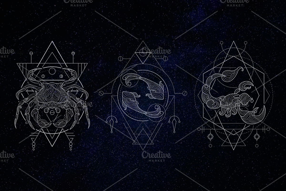 Zodiac Sacred Geometry Style, an Illustration by azhartz