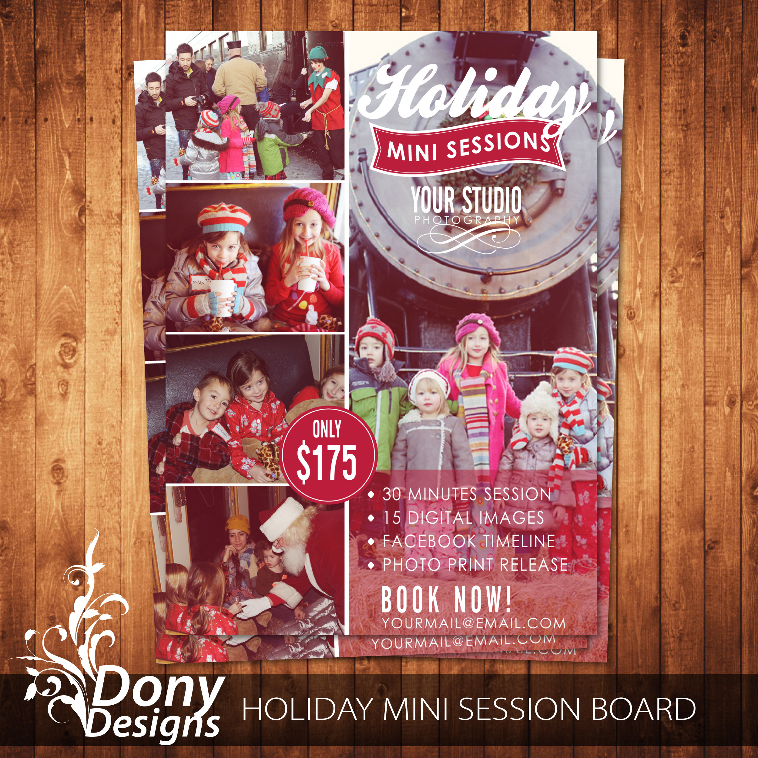 Holiday Mini Sessions PSD Template, a Flyer Template by DonyDesigns