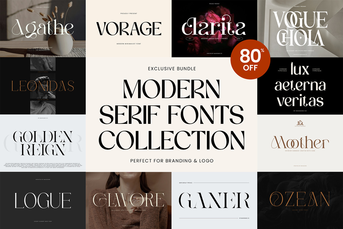 Modern Serif Fonts Bundle Collection, a Serif Font by Mahesans Co