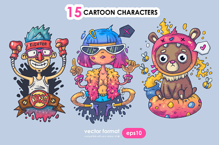 12 Different Cartoon Characters, an Illustration by Andrew_Derr