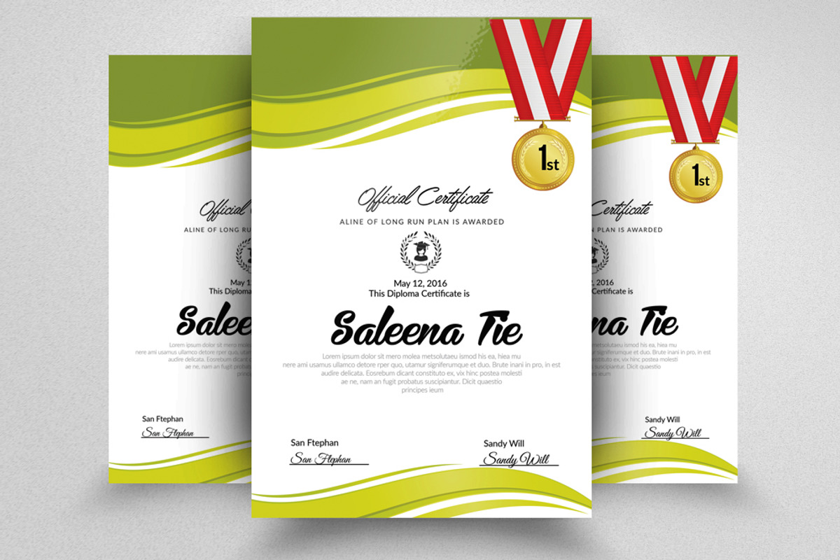 A4 Certificate & Diploma Templates, a Stationery Template by Design Up