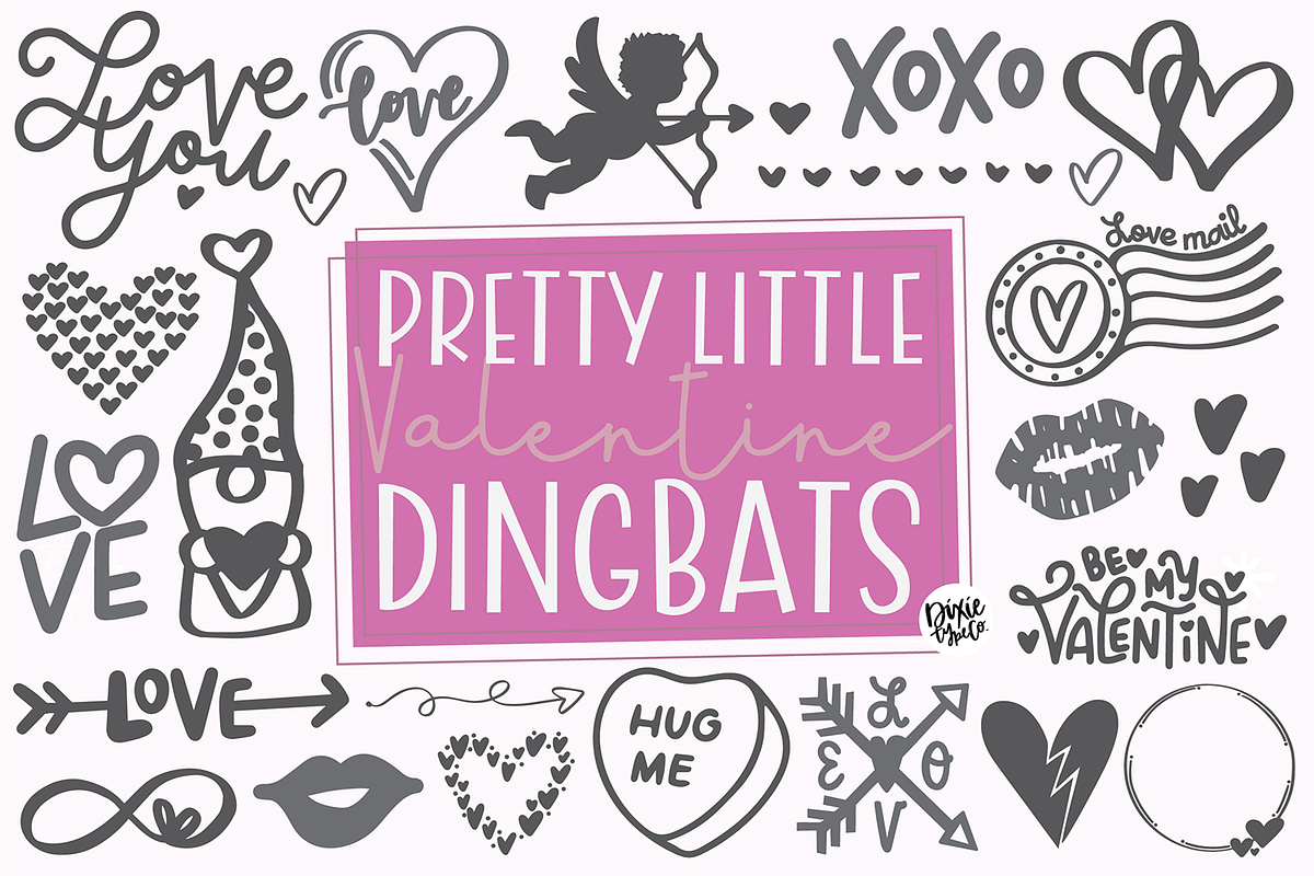 Valentine's Day Dingbats, a Symbol Font by Blush Font Co.