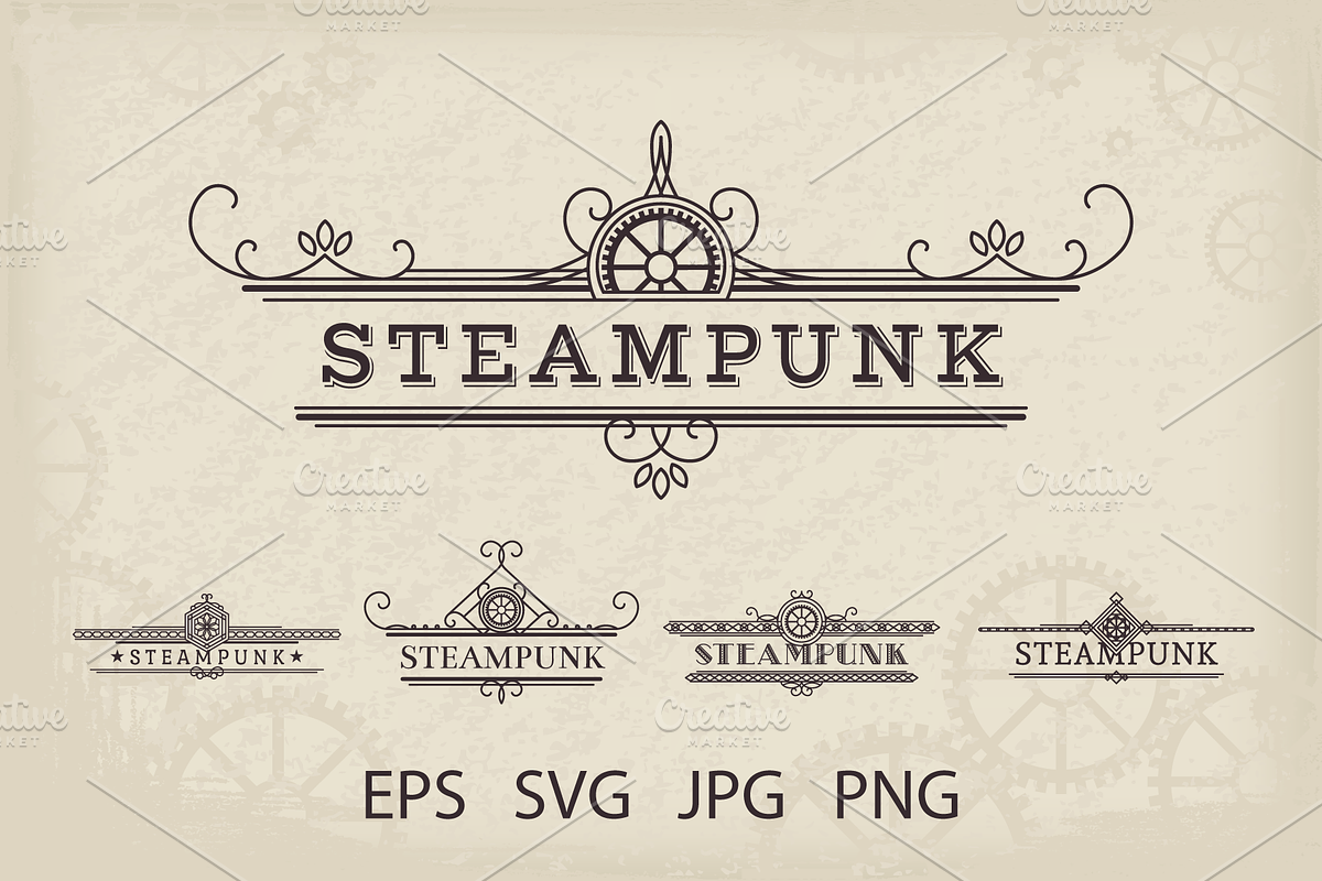 5 Vintage Steampunk Labels, a Decorative Illustration by dacascas