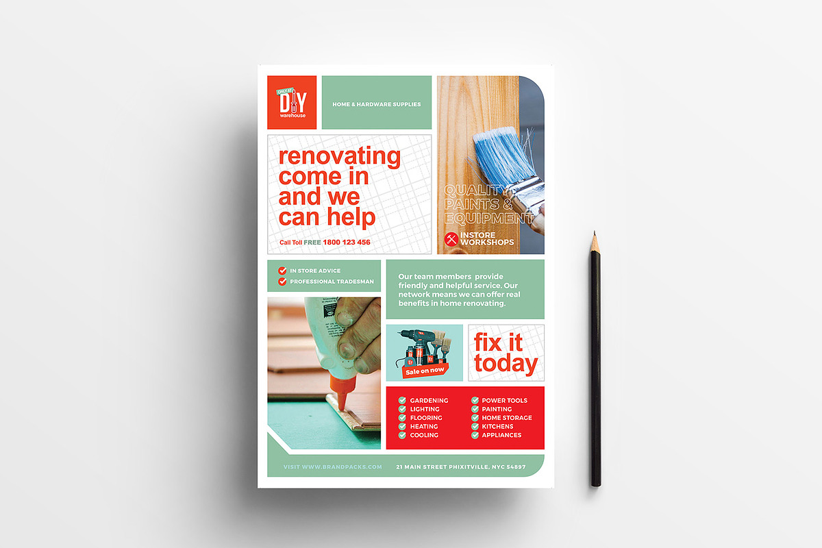 A4 DIY Tool Supply Poster Template, a Flyer Template by BrandPacks